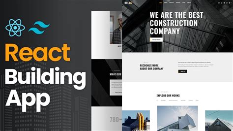 React Building App Tailwind Css Construction Landing Page Youtube