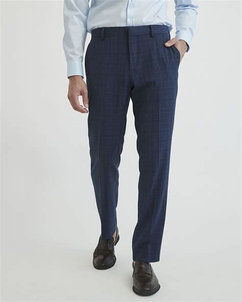 Regular Fit Stretch Blue Checkered Suit Pant RW CO