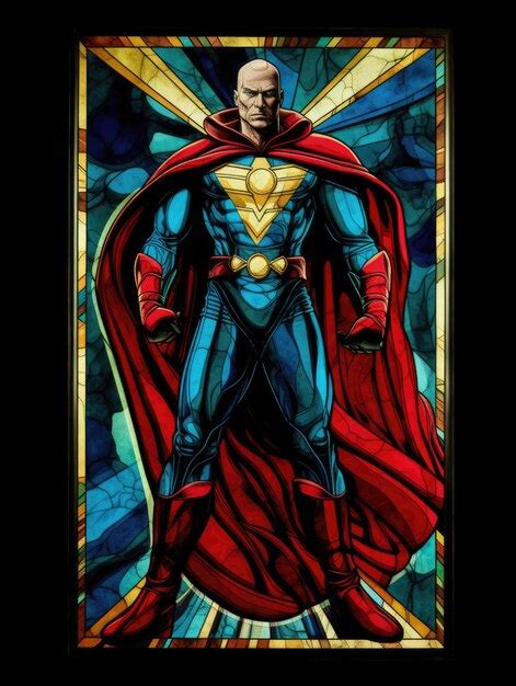 Premium Ai Image Super Hero Warrior Stained Glass Window Mosaic