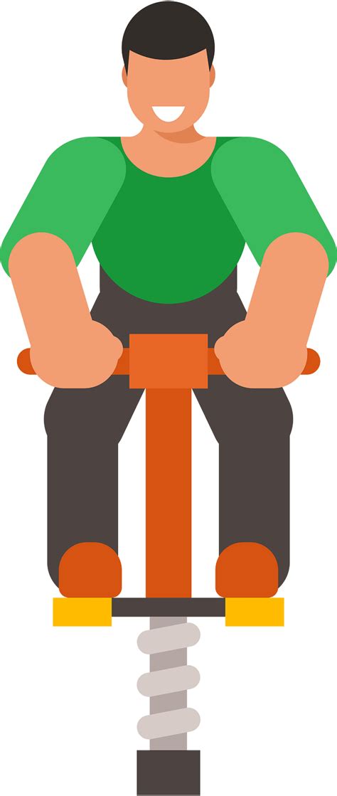 Youngster Plays With Pogo Stick Vector Image Clip Art Library