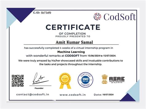 machinelearning internship codsoft datascience artificialintelligence… amit kumar samal