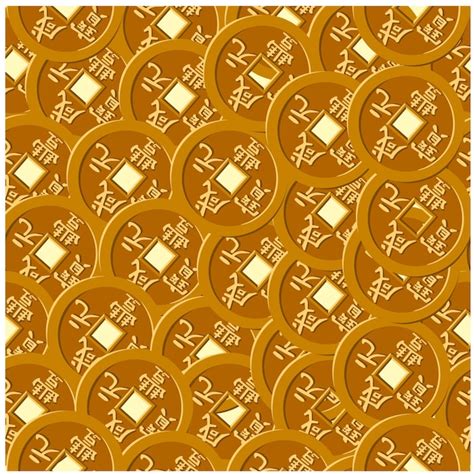 Premium Vector Gold Coin Chinese Seamless Pattern