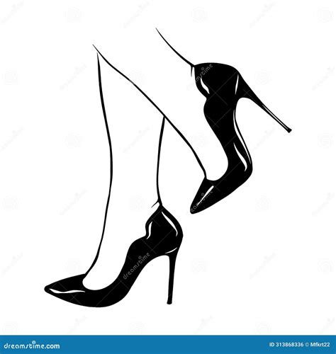 Female Legs With High Heels Shoes Hand Drawn Sketch Vector