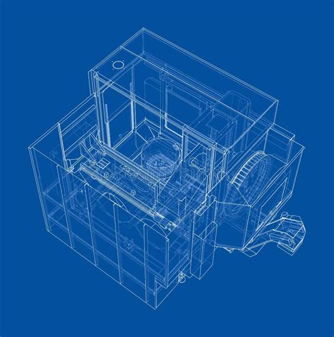 Metalworking Cnc Milling Machine Vector Stock Vector Illustration Of
