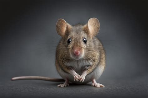 Premium AI Image Mus Musculus A Common House Mouse On A Gray Background