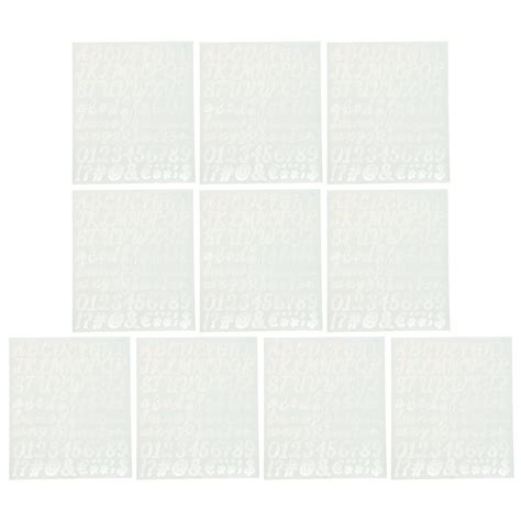 Alphanumeric Stickers Alphabet Glitter 10 Sheets Applique T Number