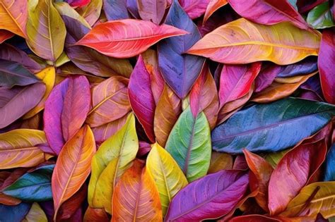 Premium Ai Image Colorful Leaves Generative Ai