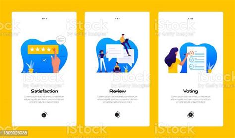 평면 아이콘이 있는 모바일 앱 페이지 화면에 대한 설문조사 및 평가 개념 Ux Ui 디자인 템플릿 벡터 일러스트레이션 설문지에 대한 스톡 벡터 아트 및 기타 이미지 Istock
