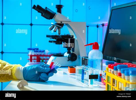 Microbiological Experiment In Medical Laboratory Testing Genetic Materials Stock Photo Alamy