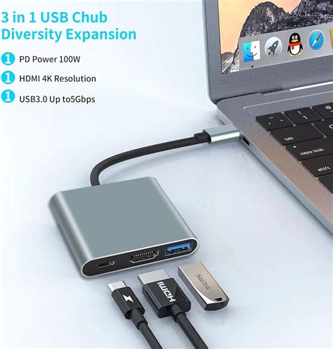 Generic Usb C To Hdmi Adapter 3 In 1 Hdmi To Usb C Digital Av Multiport Adapter Ultra Hd 4k