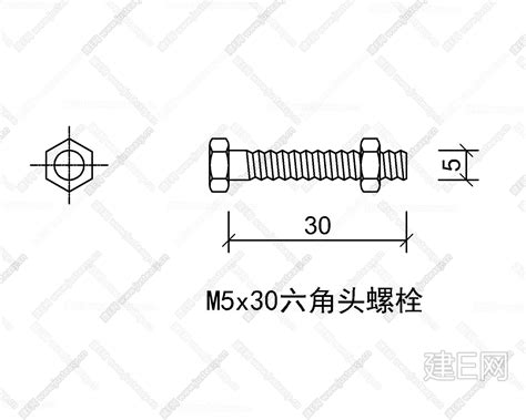 六角头螺栓 建E网施工图下载网