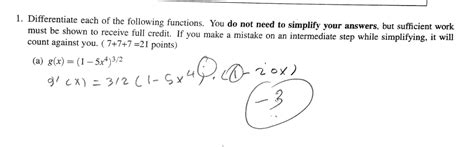 Solved Differentiate Each Of The Following Functions You Do