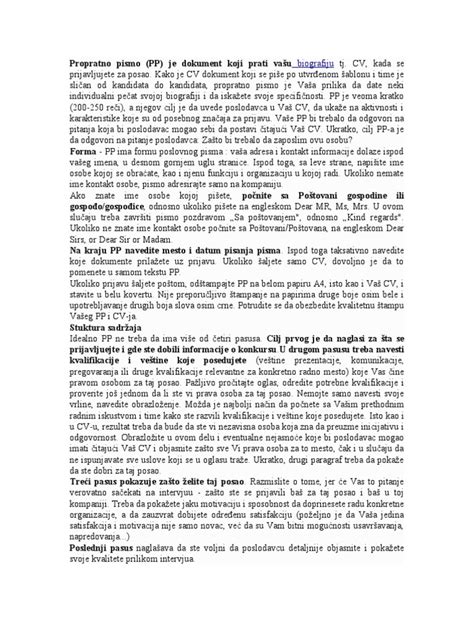 Kako Treba Da Izgleda Propratno Pismo Pdf