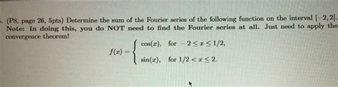 Solved Determine The Sum Of The Fourier Series Of The Chegg Com