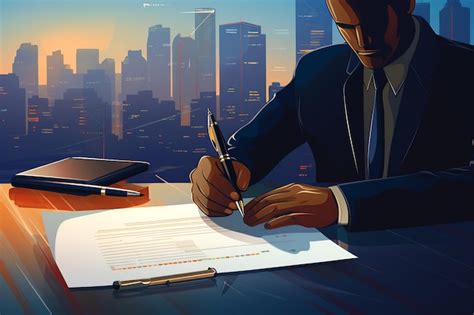 Premium Ai Image Businessman Signing Contract Charts Graphs