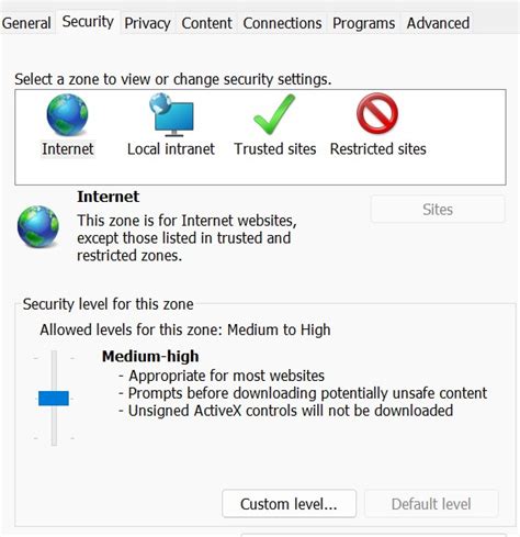 Internet Properties Custom Level Greyed Out Microsoft Qanda