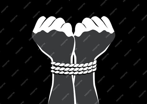 Ilustração Em Vetor Preto E Branco De Mãos Amarradas Com Corda Vetor