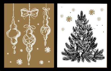 Premium Vector Christmas Tree Toys Hand Drawn Style Vector