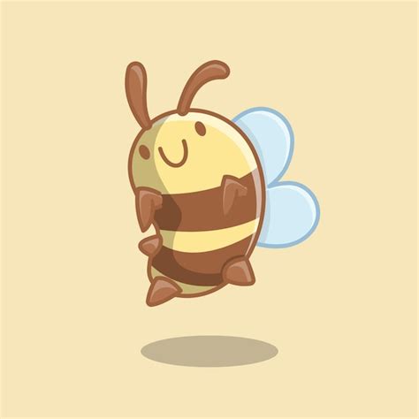 Ilustración De Abeja Linda Y Kawaii Vector Premium