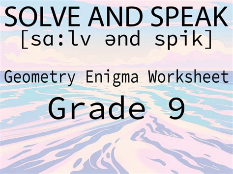 Geometry Enigma Worksheet Grade 9 Teaching Resources