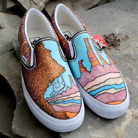 Rock Climbing Custom Vans Custom Artwork And Design On Vans Sneakers