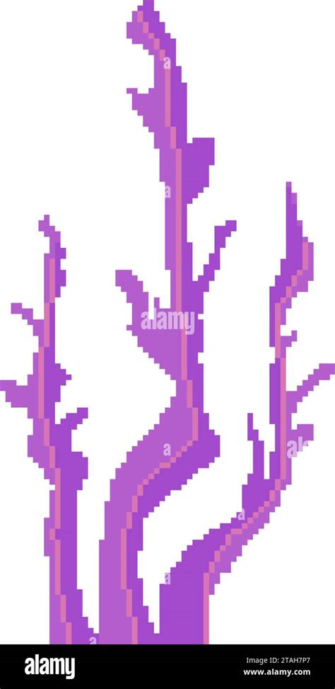 Pixel Art Pink Seaweed Ocean And Sea Flora And Fauna 8 Bit