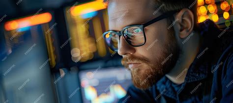premium photo programmer analyzing big data with reflection of