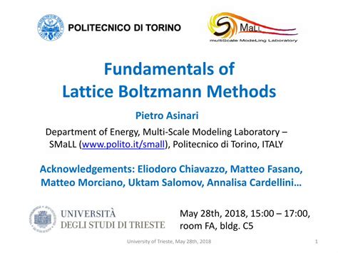 Pdf Fundamentals Of Lattice Boltzmann Methods · Lattice Boltzmann Bgk Equation •putting