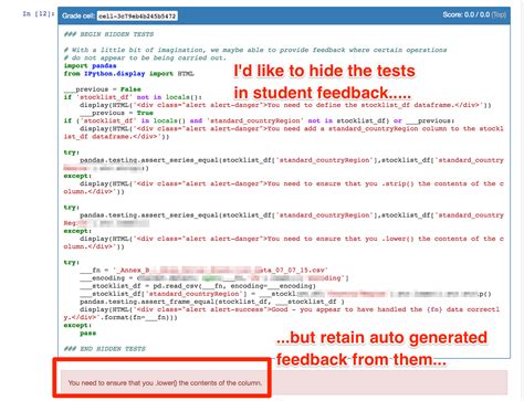 Hiding Autograder Test Code Cells In Feedback But Retaining Their Output Issue 1156 Jupyter