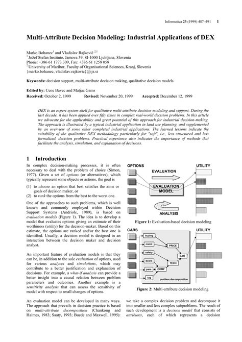 Pdf Multi Attribute Decision Modeling Industrial Applications Of Dex