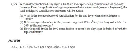 Solved Q59 A Normally Consolidated Clay Layer Is 4 M Thick