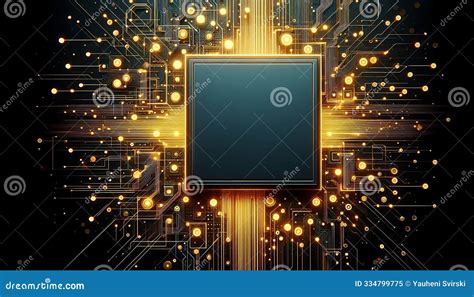 A Computer Chip With A Gold Frame The Frame Is Made Of Many Small