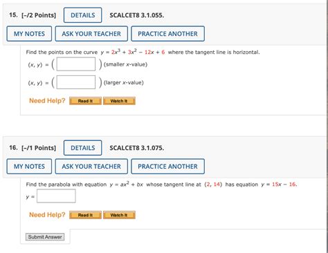 Solved 15 12 Points DETAILS SCALCET8 3 1 055 MY NOTES Chegg