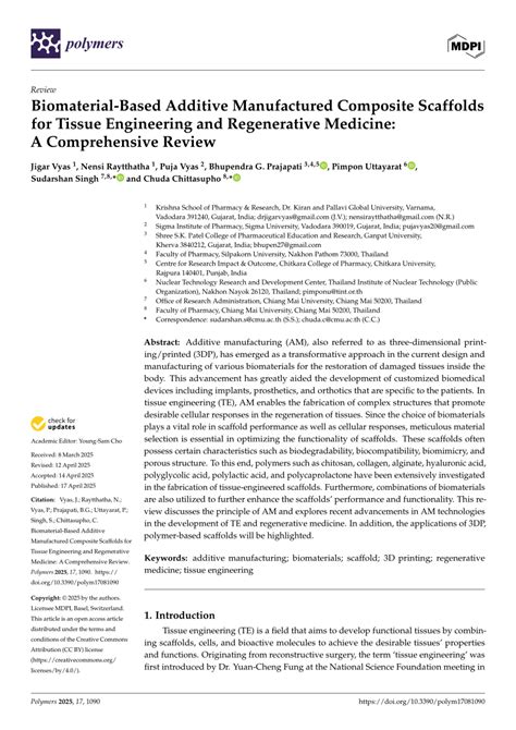 Pdf Biomaterial Based Additive Manufactured Compositescaffolds For Tissue Engineering And