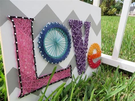 Colorful String Art Love Sign