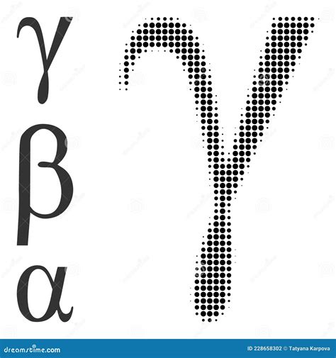 Halftone Dotted Vector Gamma Greek Lowercase Letter Icon
