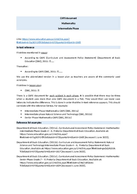 Caps Document How To Reference Caps Document Mathematics Intermediate