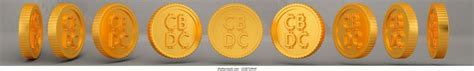 D Rendering Rotation Cbdc Coin Set Stock Illustration