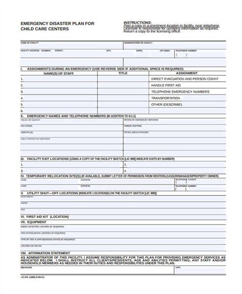Emergency Disaster Plan Template