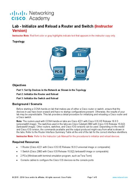 Lab Initialize And Reload A Router And Switch Ilm Pdf Cisco