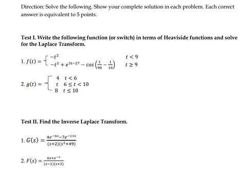 Solved Direction Solve The Following Show Your Complete