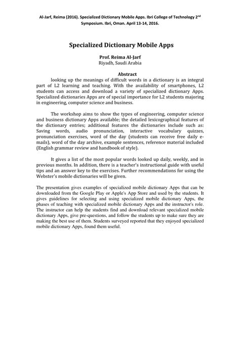 Pdf Specialized Dictionary Mobile Apps
