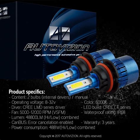 Cree 488w 9004 Hb1 48800lm Led Headlight Kit Hilow Beam White 6500k