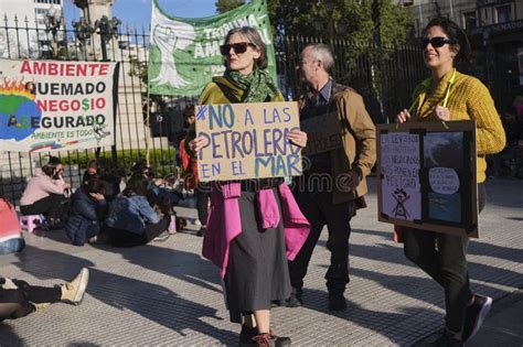 Woman Protesting Against Offshore Oil Exploitation In Argentina