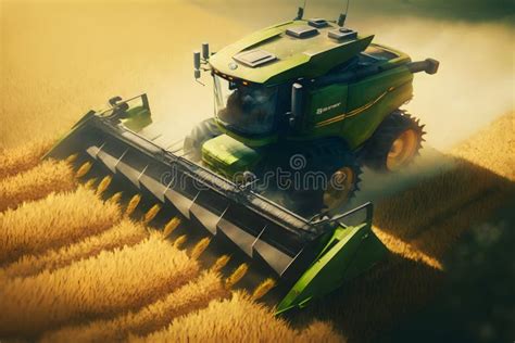 Combine Harvester In The Field Neural Network Ai Generated Stock