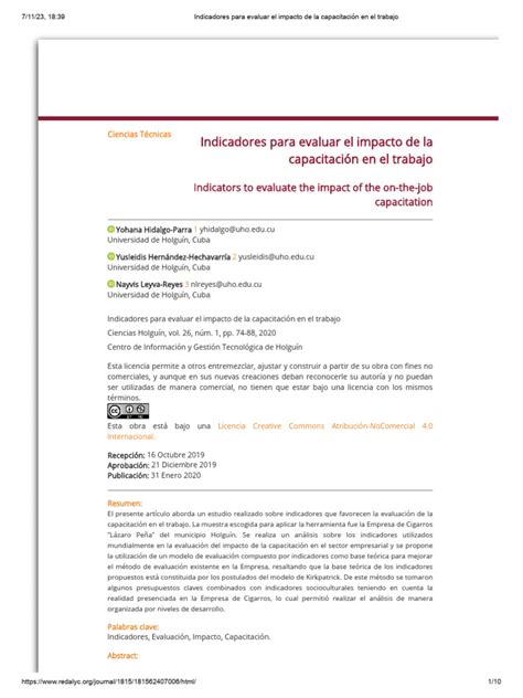 Indicadores Para Evaluar El Impacto De La Capacitación En El Trabajo