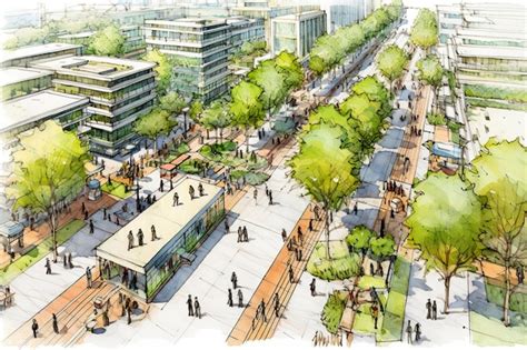 Premium Ai Image Urban Planning Sketch Highlighting Sustainable