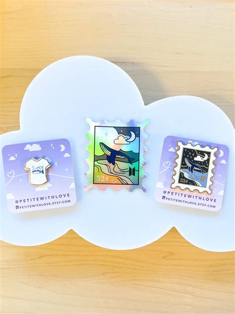Bts Enamel Pin And Sticker Set Save 20 Whalien 52 Whale Stamp Army