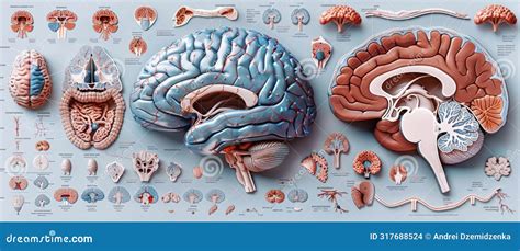 Human Brain Lobes Cross Sectional Illustration Of The Main Nervous