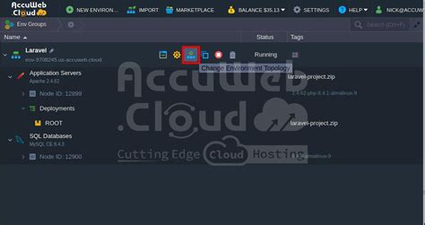 migrate laravel site to the accuweb cloud dashboard